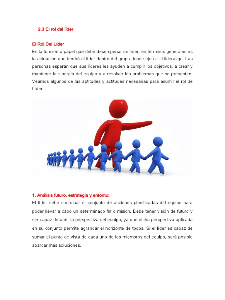 El Rol Del Lider | PDF | Certeza | Liderazgo