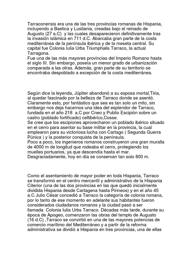 Tarraconensis Era Una de Las Tres Provincias Romanas de Hispania | PDF