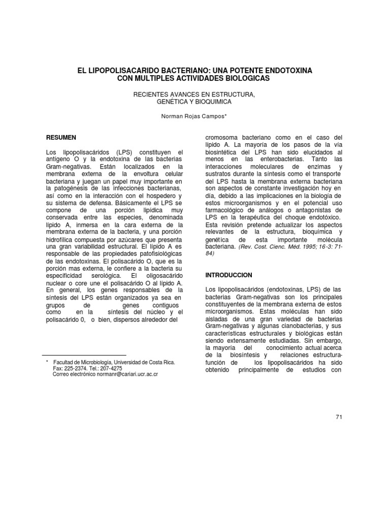 Lipopolisacáridos: Estructura y Función | PDF | Bacterias Gram-negativo ...