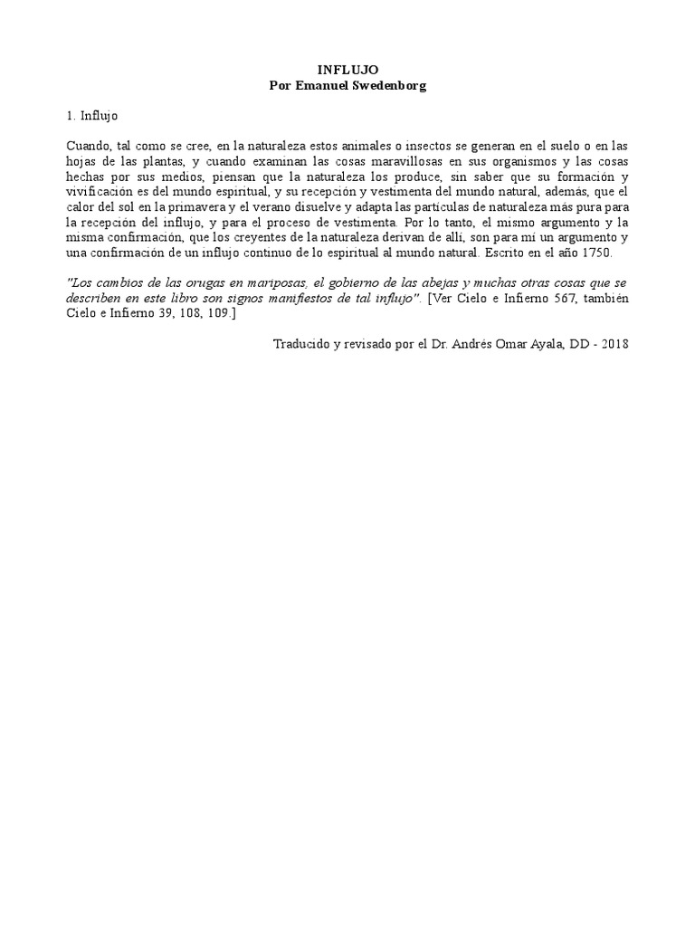 Swedenborg - Influjo | PDF | Emanuel Swedenborg | Religión y creencia