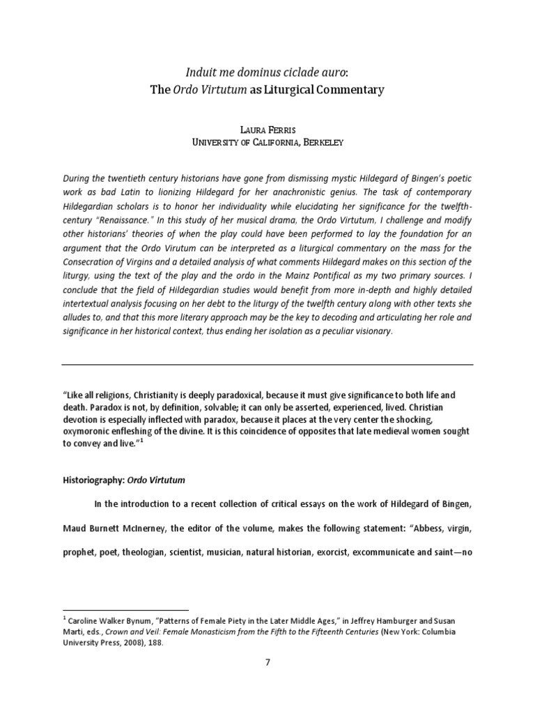 The Ordo Virtutum As Liturgical Commentary | PDF