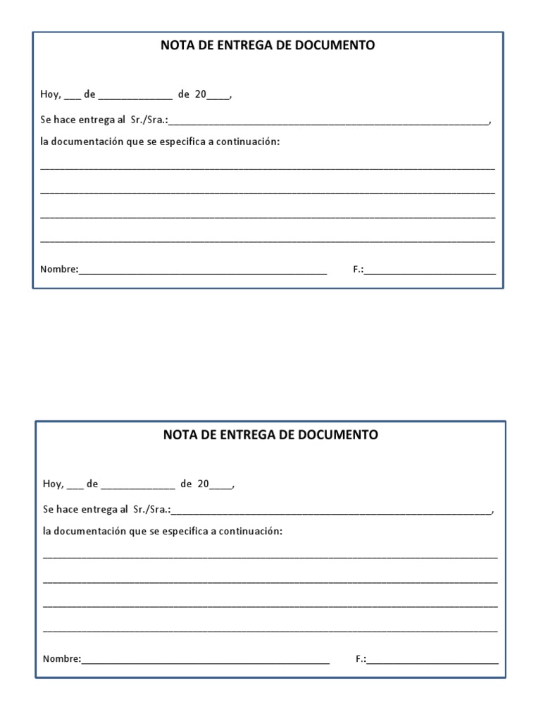 Nota de Entrega de Documento | PDF