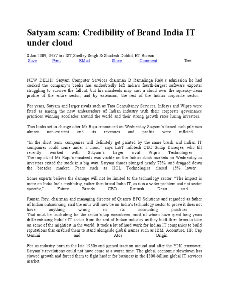 Satyam Scam Impact | Companies | Business