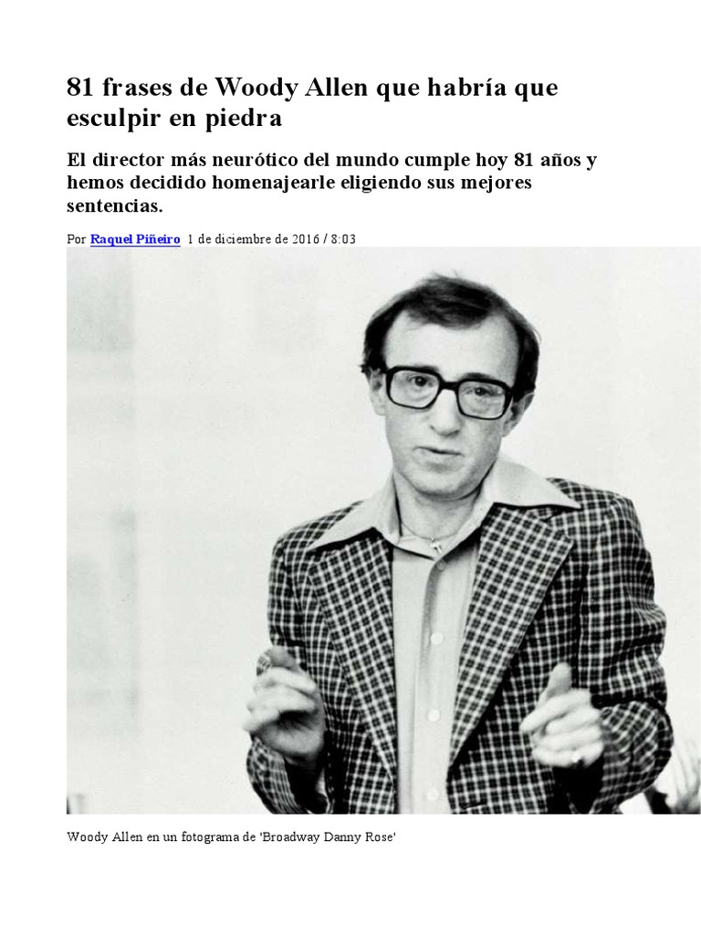 81 Frases de Woody Allen Que Habría Que Esculpir en Piedra | PDF | Amor