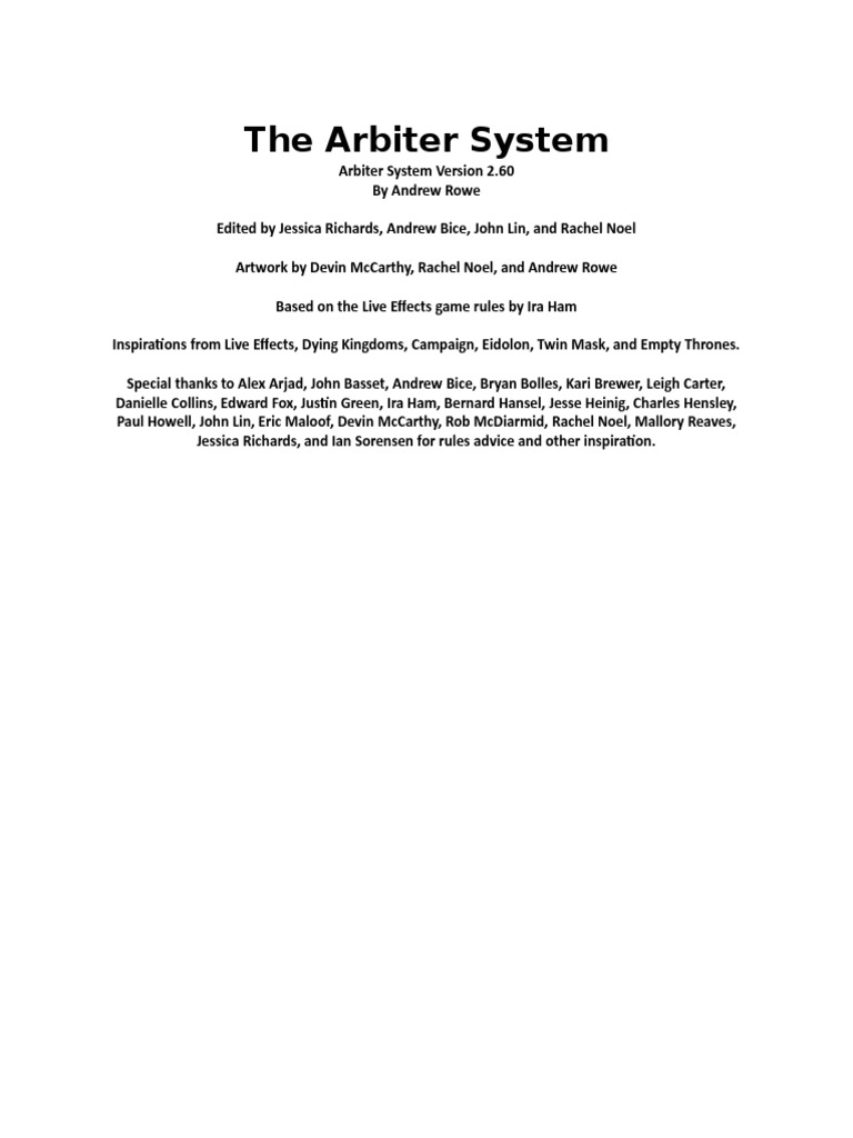 The Arbiter System 2.60 | PDF | Consent | Leisure