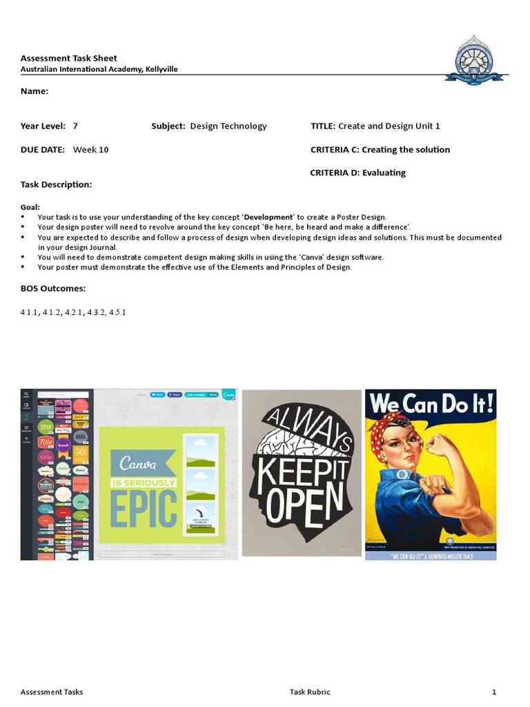 Lesson 7 - Year 7 Unit 1 Design Assessment 2018 | PDF