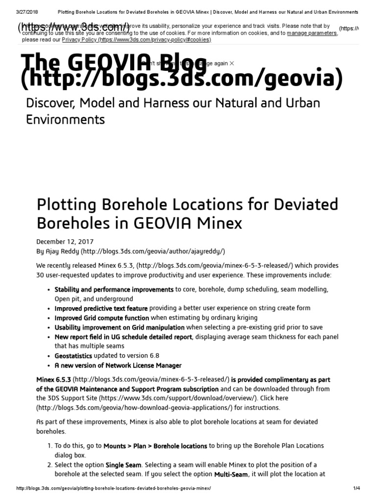 Plotting Borehole Locations For Deviated Boreholes in GEOVIA Minex ...