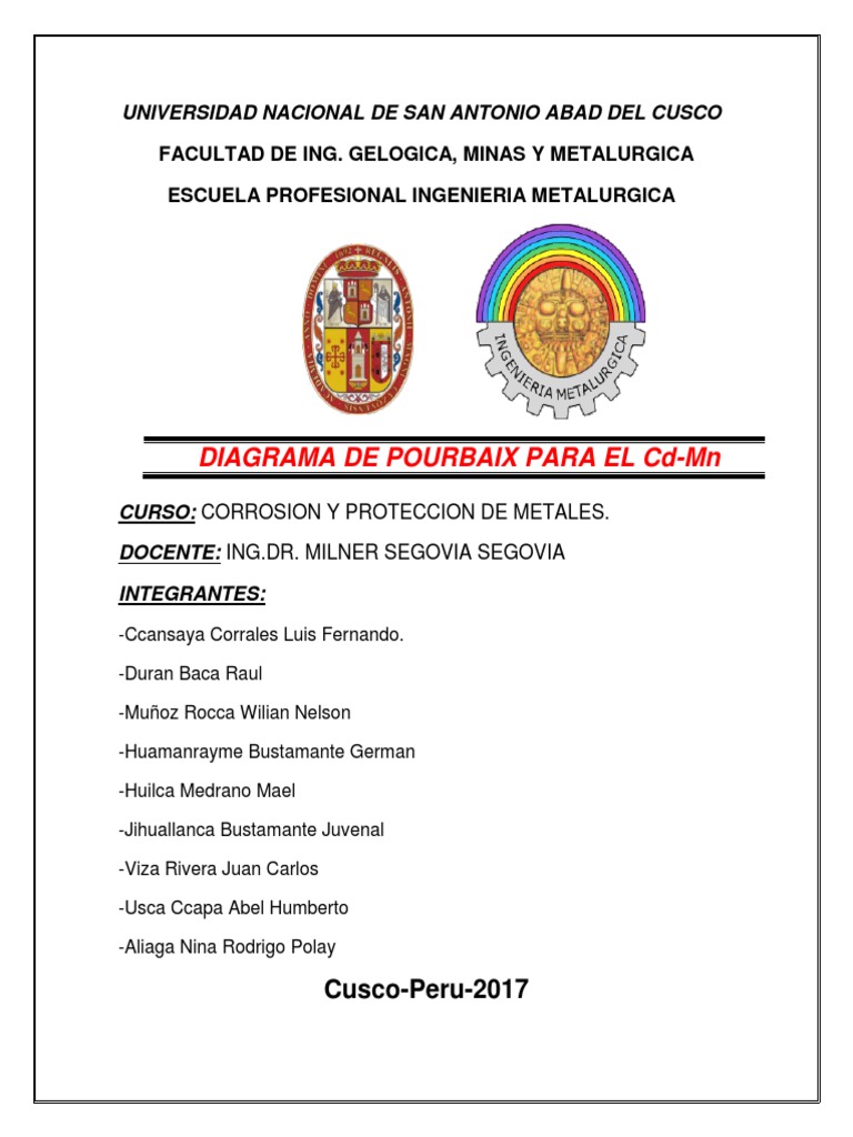 Diagrama de Pourbaix: Cd-Mn y Corrosión | PDF | Equilibrio químico | Ph