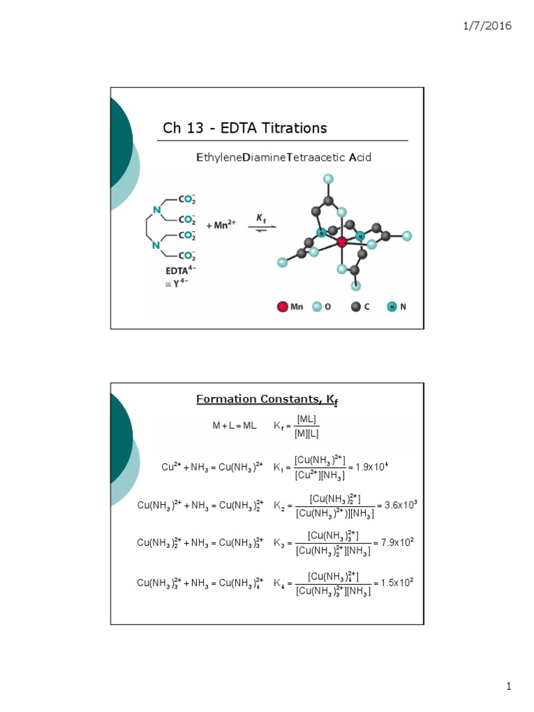 CH 13 - Edta Titrations: Ethylenediaminetetraacetic Acid | PDF | Titration | Chemistry