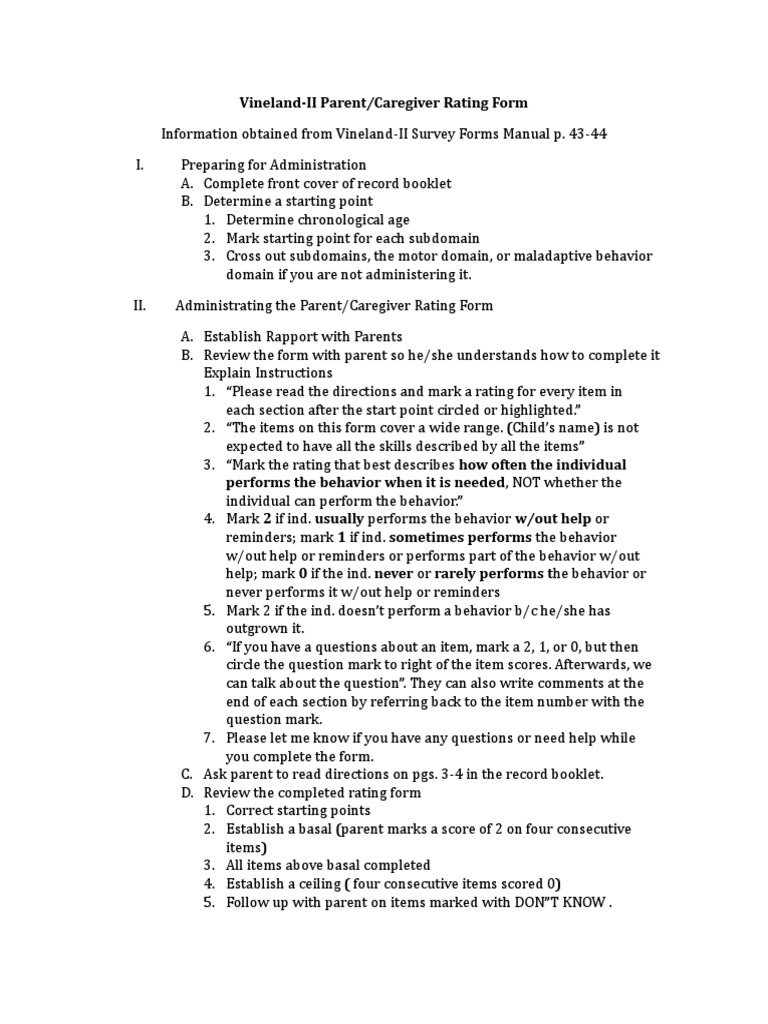 Procedimientos de Vineland 2 | PDF | Neuroscience | Action (Philosophy)