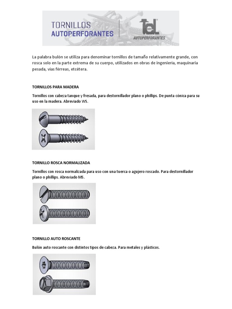 Tipos de Bulones