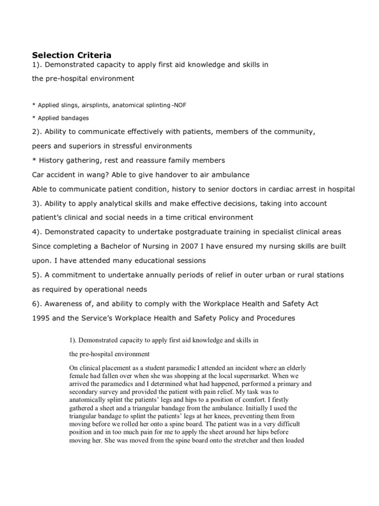 Tas Selection Criteria | PDF | Injection (Medicine) | Paramedic