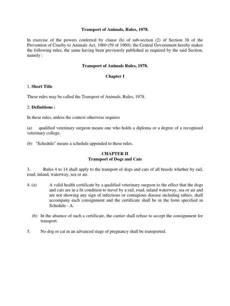 Animal Transport Rules, 1978 in India | PDF | Infection | Horses