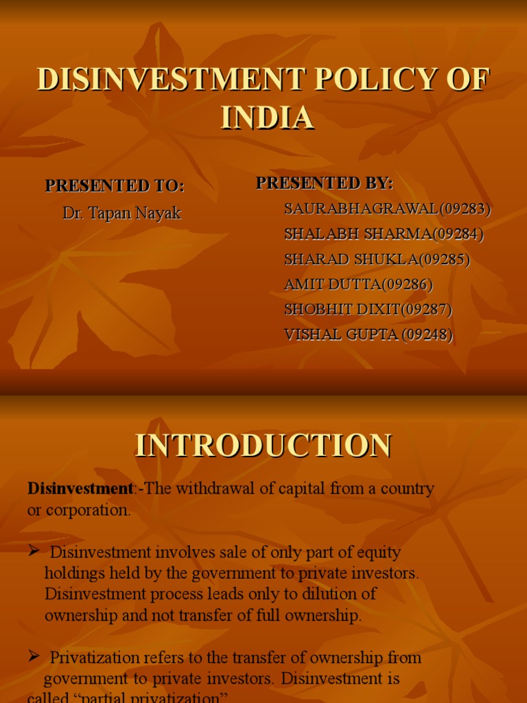 Disinvestment Policy of India | PDF | Discounted Cash Flow | Valuation ...