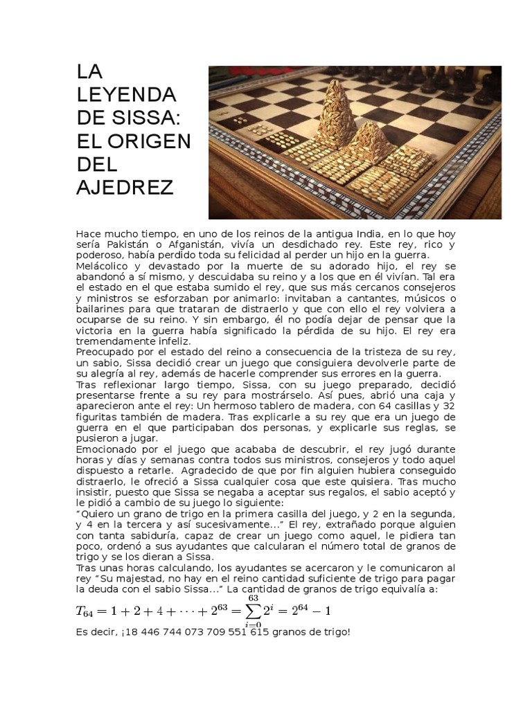 Origen del Ajedrez: La Leyenda de Sissa | PDF | Ajedrez | Toma de ...