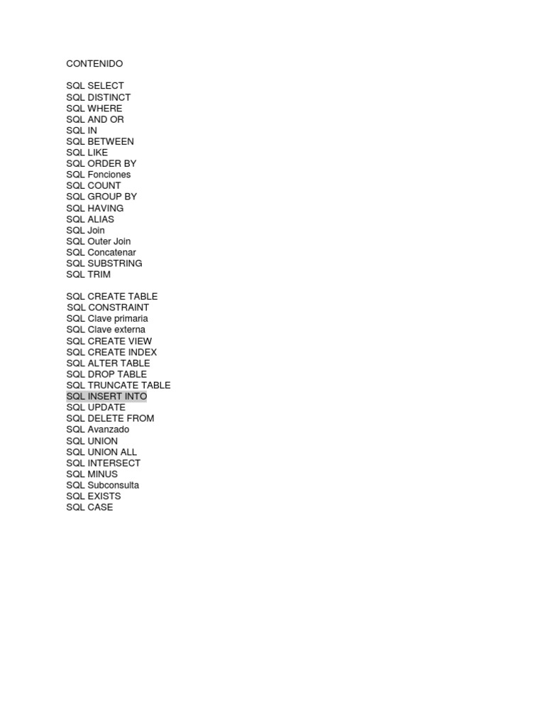 Tutorial SQL | PDF | SQL | Tabla (base de datos)