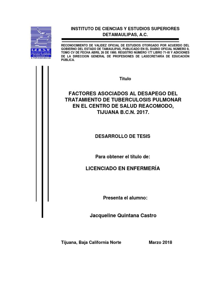 Tesis Tuberculosis | PDF | Tuberculosis | Ciencias de la Salud