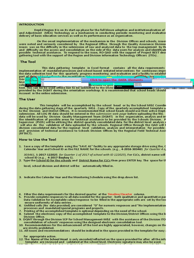Smea Data Gathering Template Enhanced | PDF | Teachers | Evaluation Smea Data Gathering Template Enhanced | PDF | Teachers | Evaluation