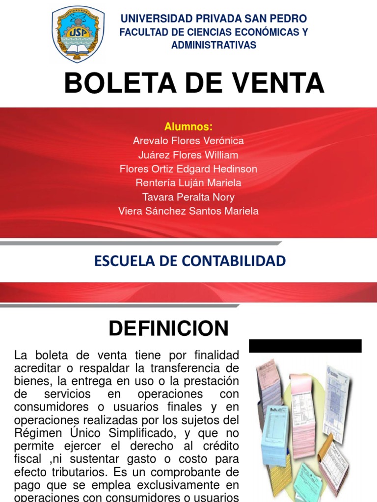 Definición y Uso de Boletas de Venta | PDF | Impuestos | Impuesto sobre ...