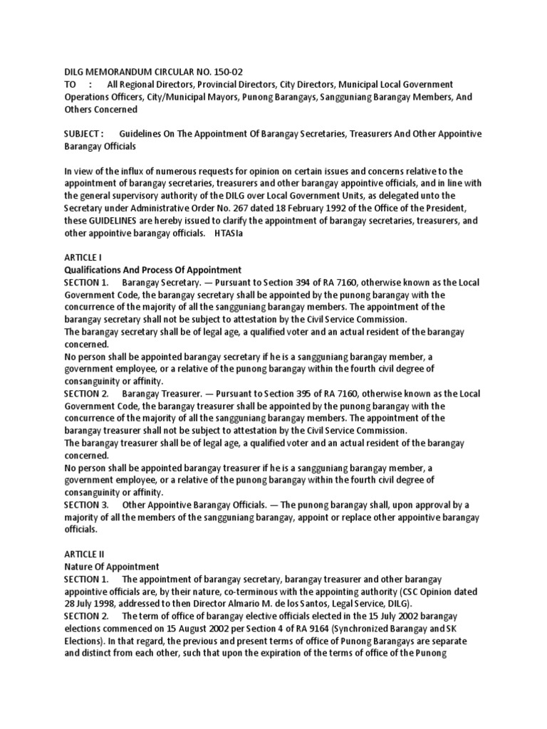 Legal Opinion On Appointment | PDF | Local Government | Public Law