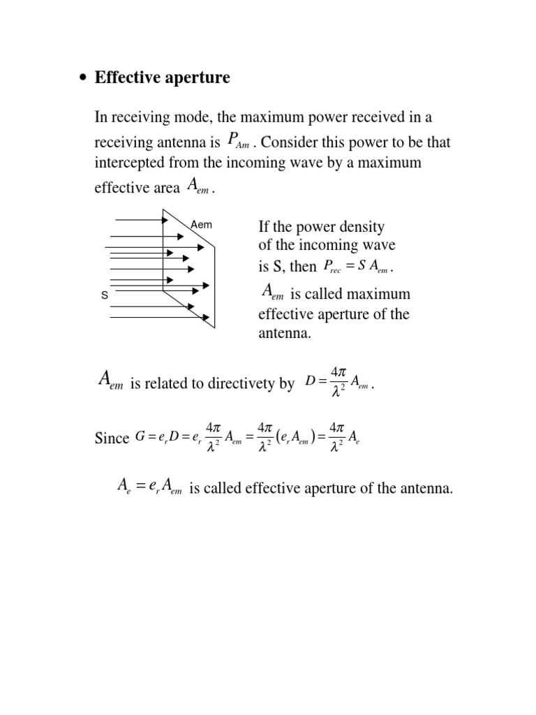 Effective Aperture: G Ed e A Ea A | PDF | Antenna (Radio) | Waves