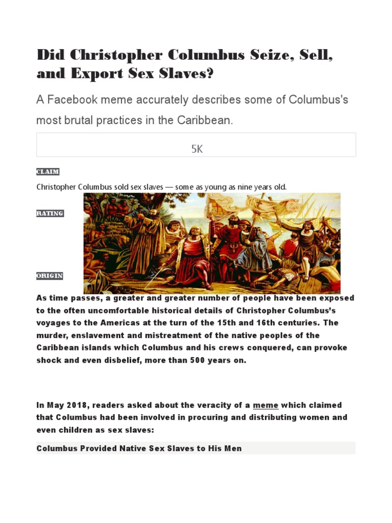 Christopher Columbus Sold Slaves Some As Young As 9 | PDF | Christopher ...