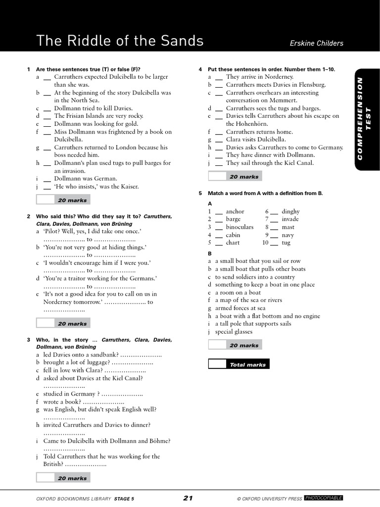 The Riddle of The Sands Test | PDF | The Riddle Of The Sands | Violence