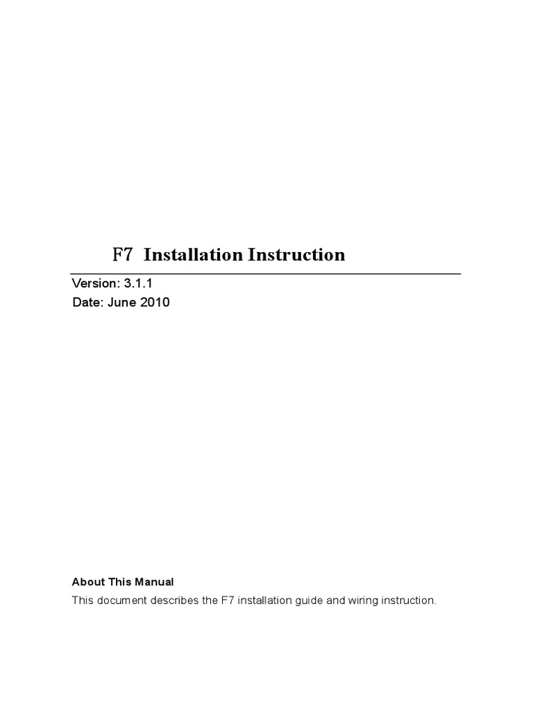 F7 Installation Guide | PDF | Electrical Connector | Switch
