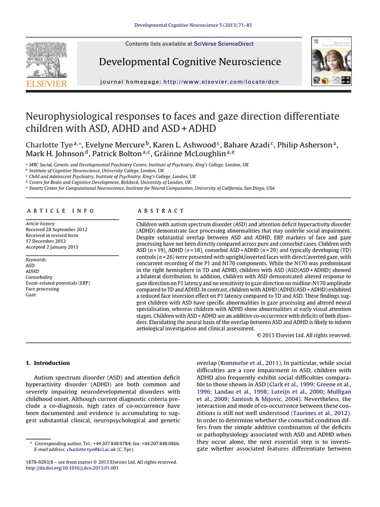 Developmental Cognitive Neuroscience | PDF | Autism Spectrum | Event Related Potential