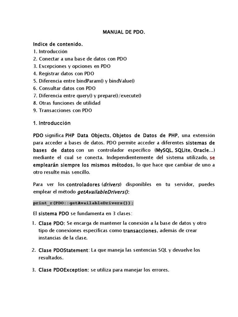 Manual de Pdo | PDF | Contraseña | SQL