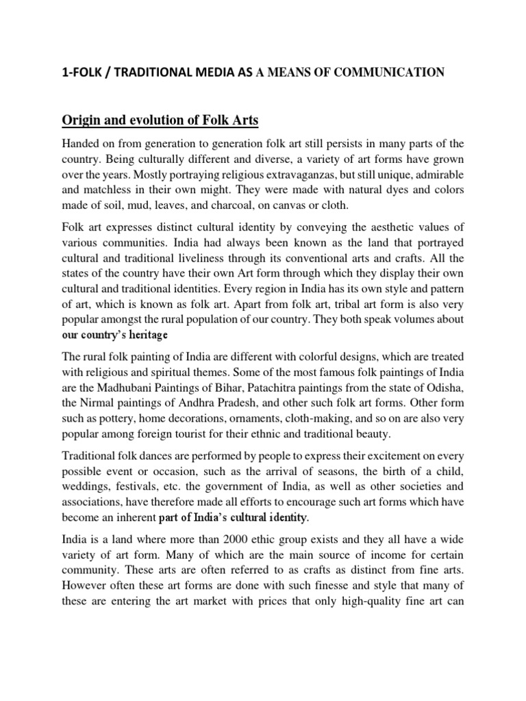 Traditional Folk Media | PDF | Puppetry | Mass Media