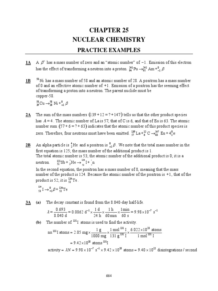 Nuclear Chemistry: Practice Examples | PDF | Neutron | Radioactive Decay