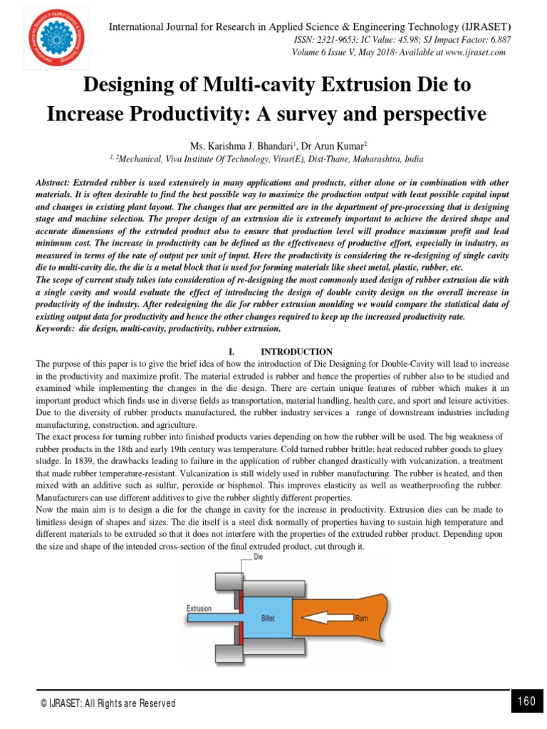 Designing of Multi-Cavity Extrusion Die To Increase Productivity: A ...