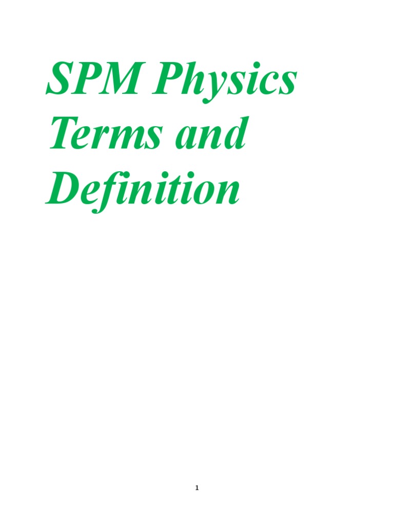 SPM Physics Terms and Definition | PDF | Waves | Force