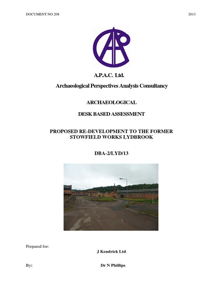 208: Former Stowfield Works, Desk Based Assessment, APAC Ltd | PDF ...