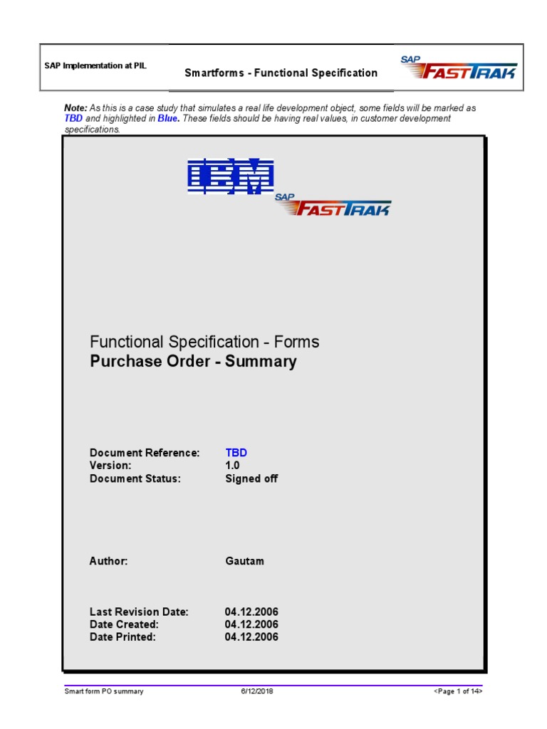 Smart Form PO Summary | PDF | Specification (Technical Standard ...