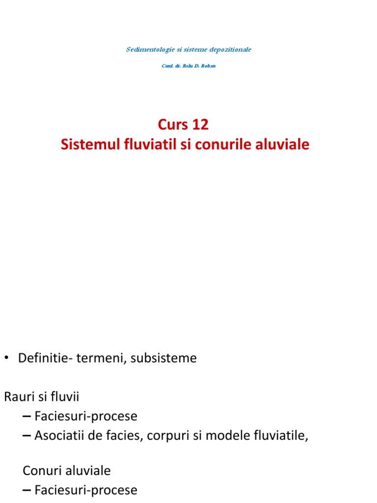 Curs 12 Sistemul Fluviatil Si Conurile Aluviale: Sedimentologie Si ...