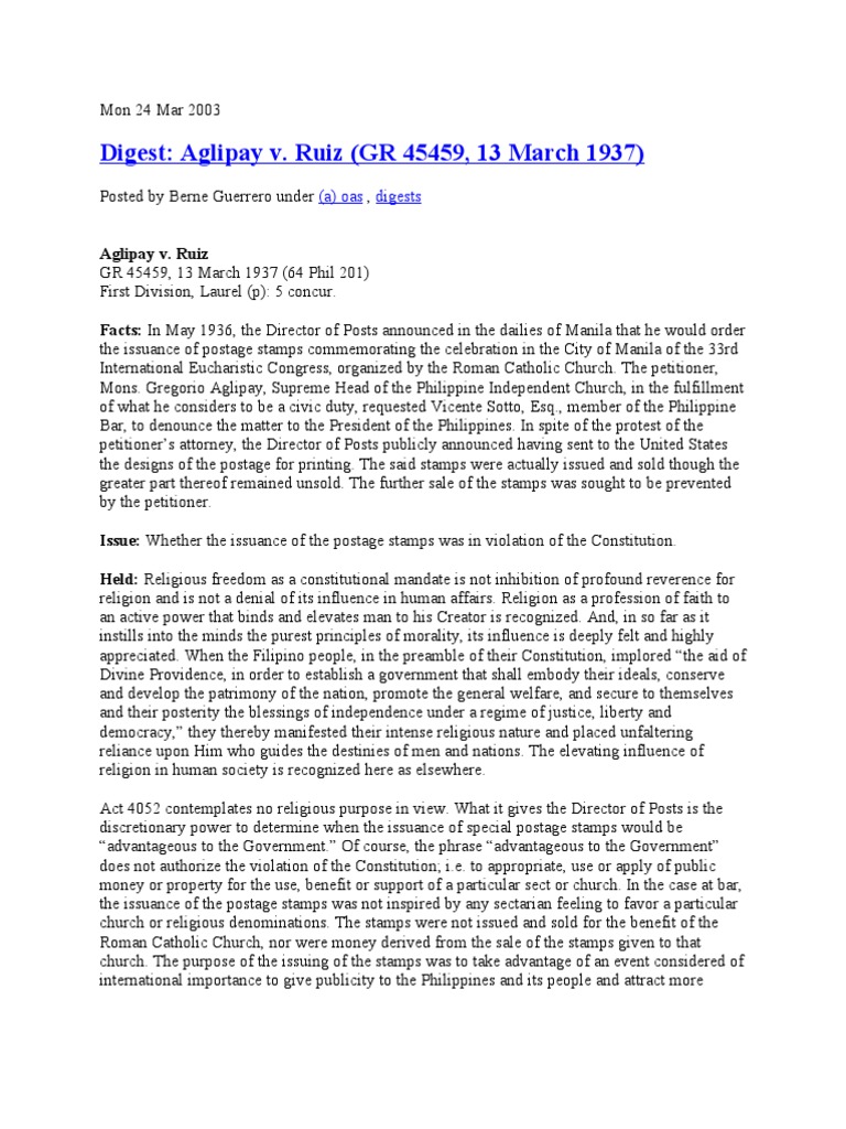 Aglipay Digest | PDF