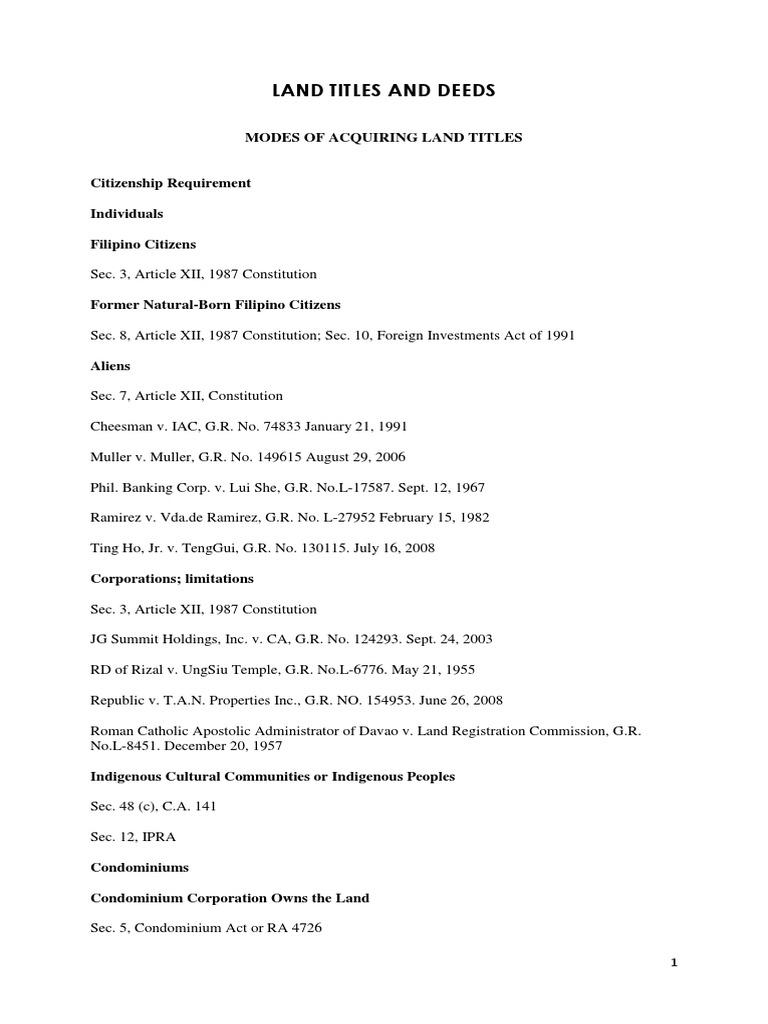 Modes of Acquiring Land Titles | PDF | Common Law | Government