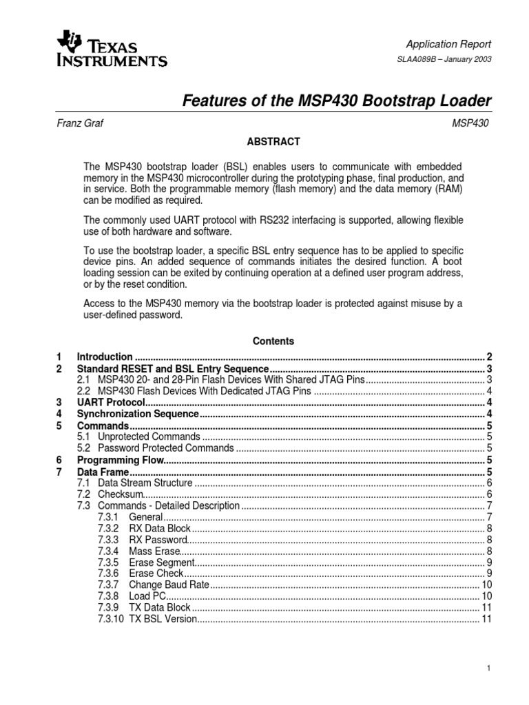 Features of The MSP430 Bootstrap Loader | PDF | Booting | Flash Memory