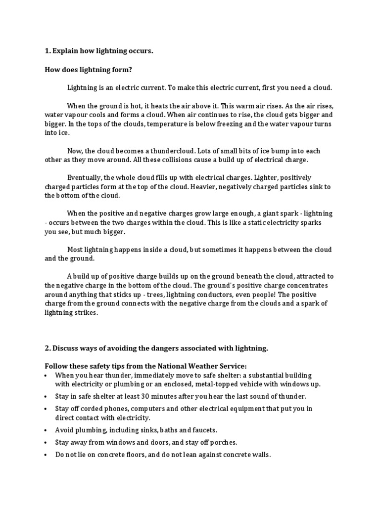 Explain How Lightning Occurs. How Does Lightning Form? | PDF ...