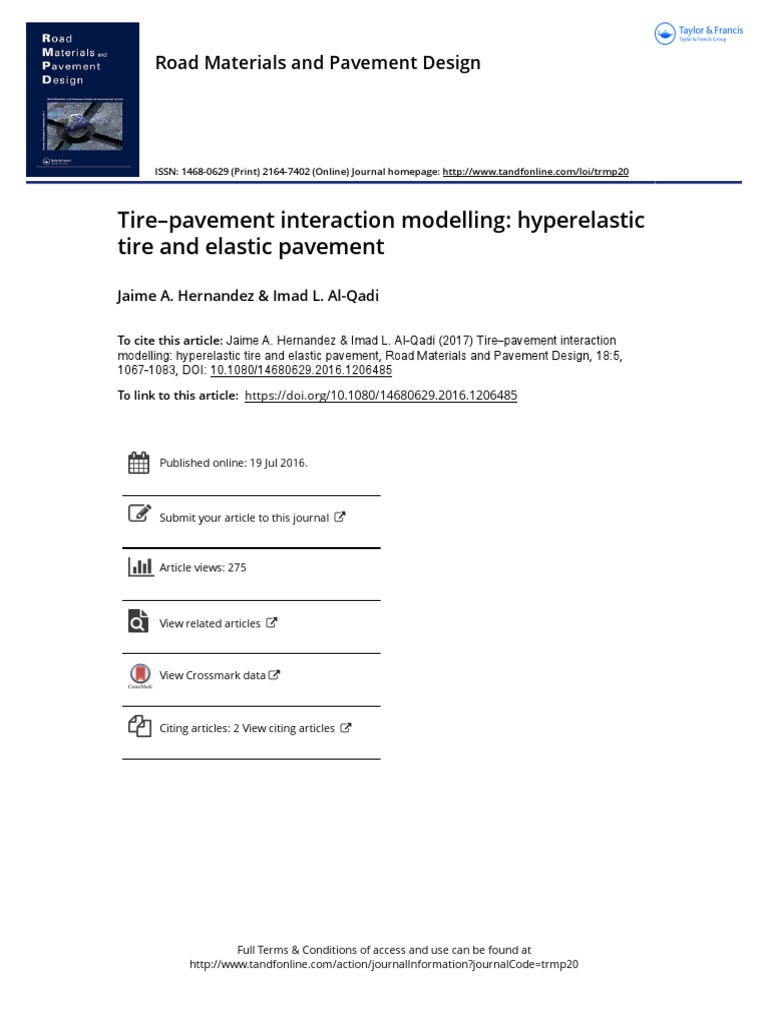Tire Pavement Interaction Modelling Hyperelastic Tire and Elastic ... Tire Pavement Interaction Modelling Hyperelastic Tire and Elastic ...