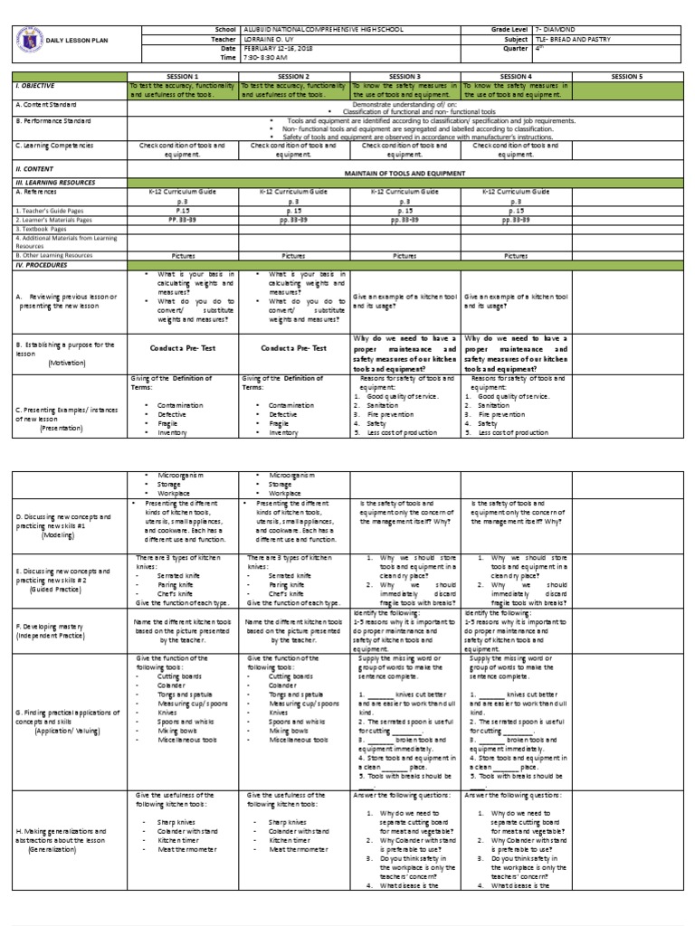 TLE Tools and Equipment Maintenance Guide | PDF | Knife | Safety