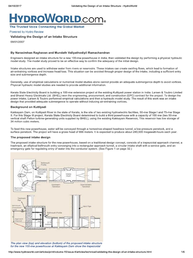Validating The Design of An Intake Structure - HydroWorld | PDF
