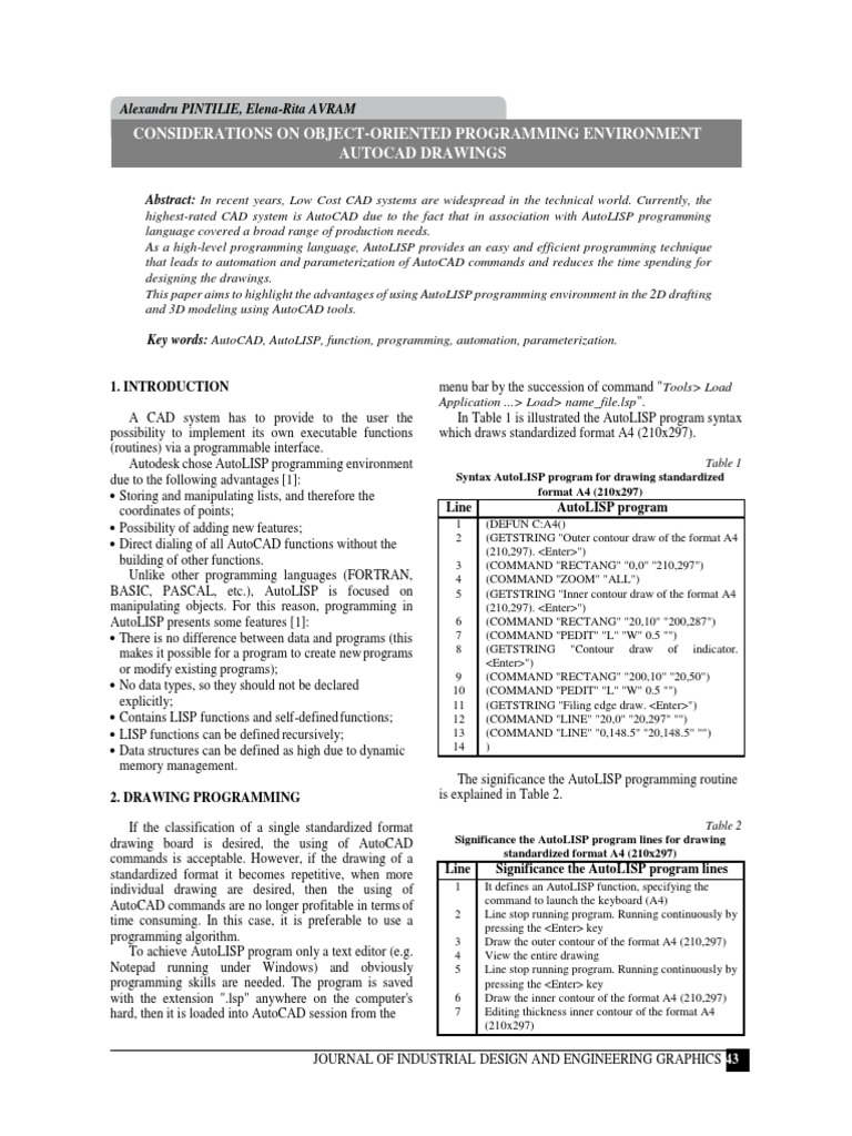 AutoLISP Programming for AutoCAD | PDF | Programming Language | Auto Cad