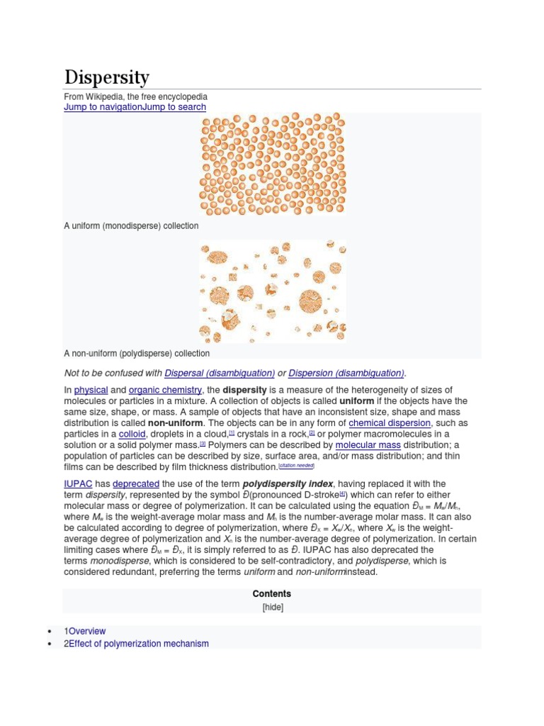 Dispersity | PDF | Polymer Chemistry | Materials Science