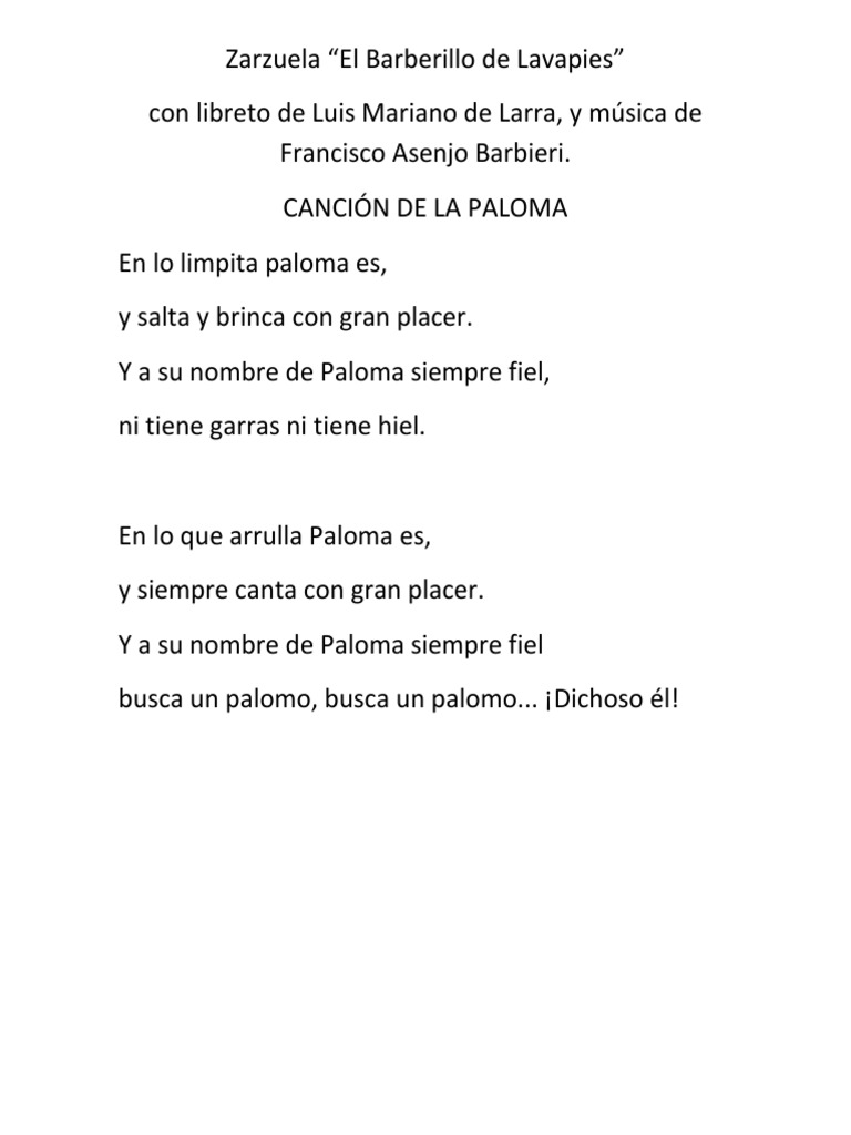 Letras de Coro de Zarzuela | PDF | Música del sur de Europa | España