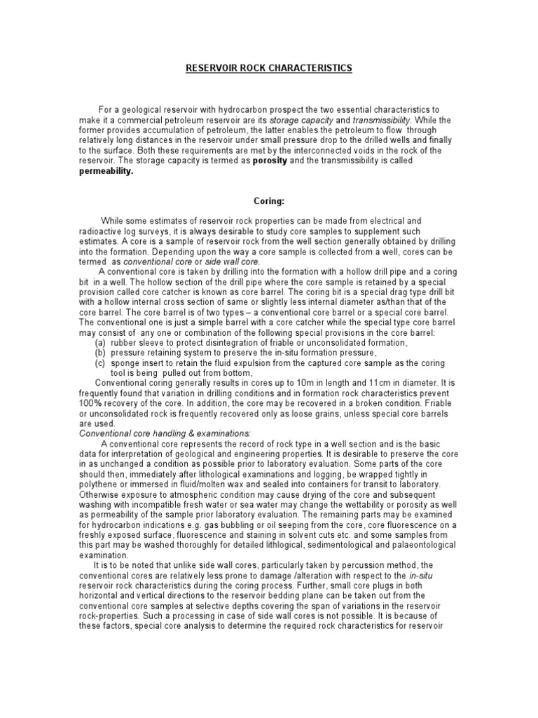 Reservoir Rock Characteristics Explained | PDF | Petroleum Reservoir ...
