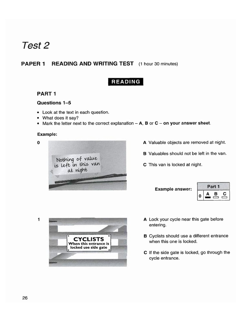 PET Test 2 Libro 4 | PDF