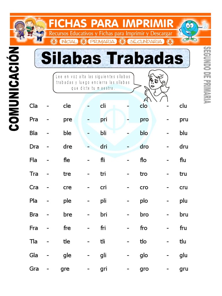 Ficha de Silabas Trabadas Para Segundo de Primaria (1) | Ocio | Deportes